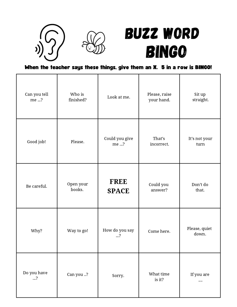 Buzzword Bingo | EFL Teaching Recipes